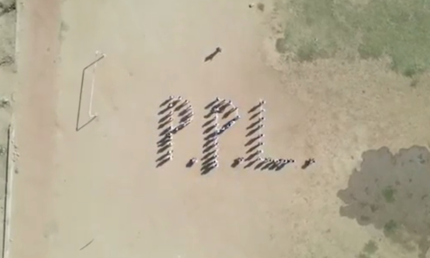 Pro Panja logo created by young arm wrestlers using human formation